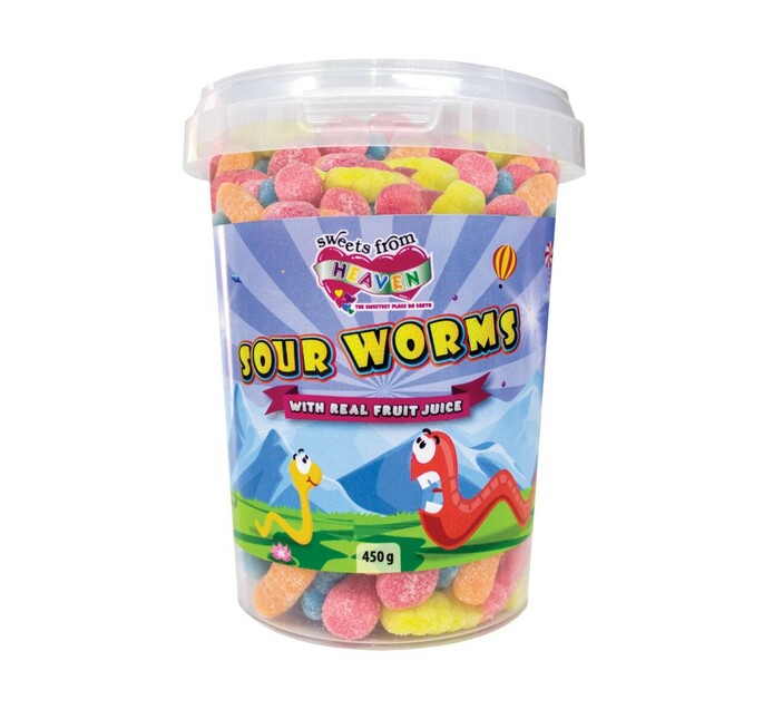 SWEETS FROM HEAVAN BCKT 450G, SOUR WORMS | Makro