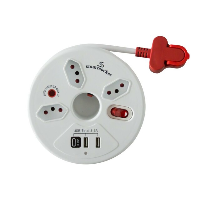 Smartsocket 1 m 1.5 mm 4 Way USB Multiplug With Smart Device Stand | Makro