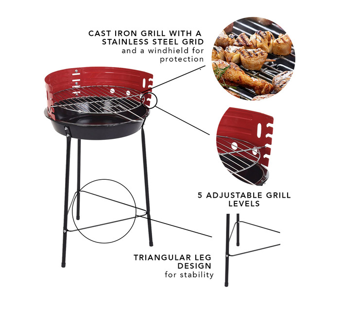 Charcoal Braai Grill with Adjustable Height and Windscreen | Makro
