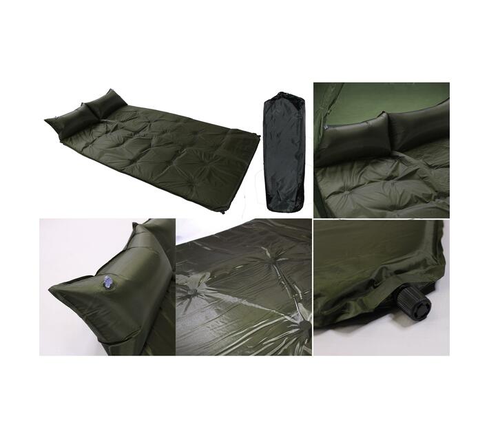 184x120cm Army Green Self-Inflating Double Camping Mattress with ...