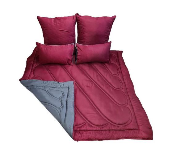 5 Piece Reversible Comforter Set - Charcoal/Burgundy - Double | Makro