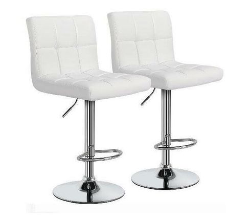 Faux Leather Swivel Bar Stool - Set of 2 (White) | Makro
