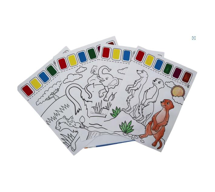 Kids 4 Part Animal Paint Activity Set Incl Paintbrush and 6 Colour ...