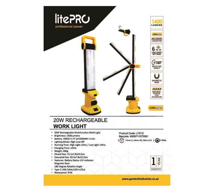 LITEPRO 20W RECHARGEABLE MULTIFUNCTION WORK LIGHT | Makro