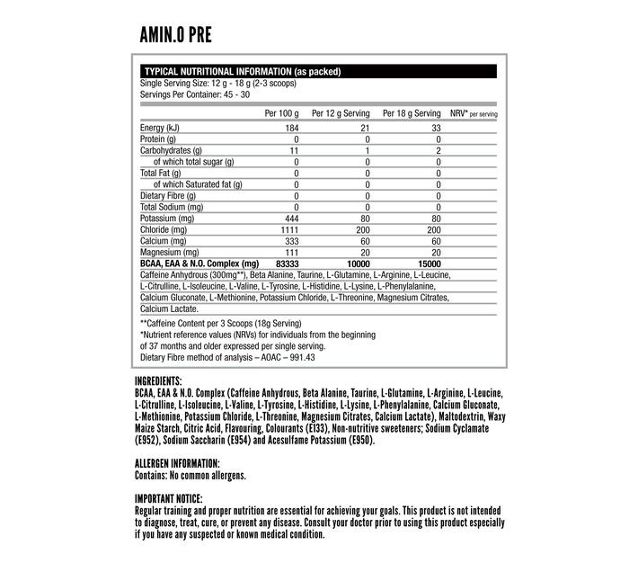 Nutritech Amino Pre (540g) - Arctic Blast | Makro