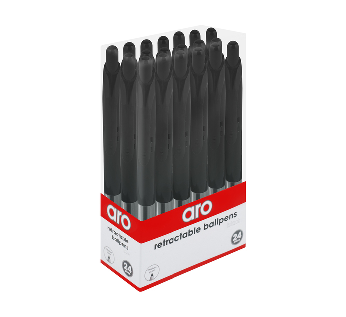 ARO Retractable Ballpoint Pen 24 Pack Black | Pens | Pens | Pens ...