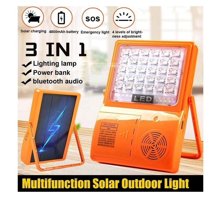 Solar Rechargeable LED Loadshedding Light with BT Speaker | Makro