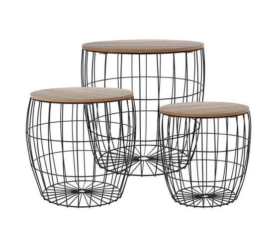 Eco-Friendly Metal Wire Side Tables - Set of 3 | Makro