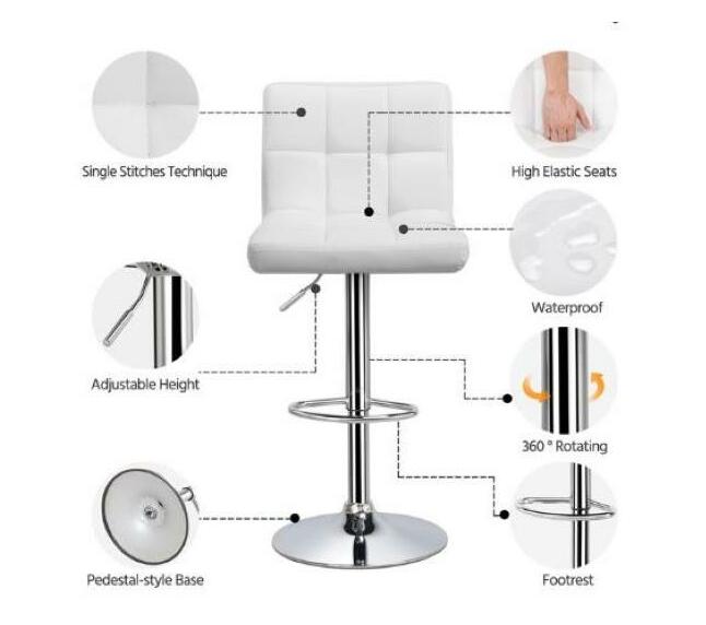 Faux Leather Swivel Bar Stool - Set of 2 (White) | Makro