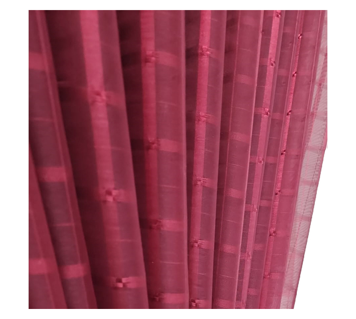 Matoc Readymade Curtain -Grid Voile -Dark Red -Taped -230cm W x 250cm H ...