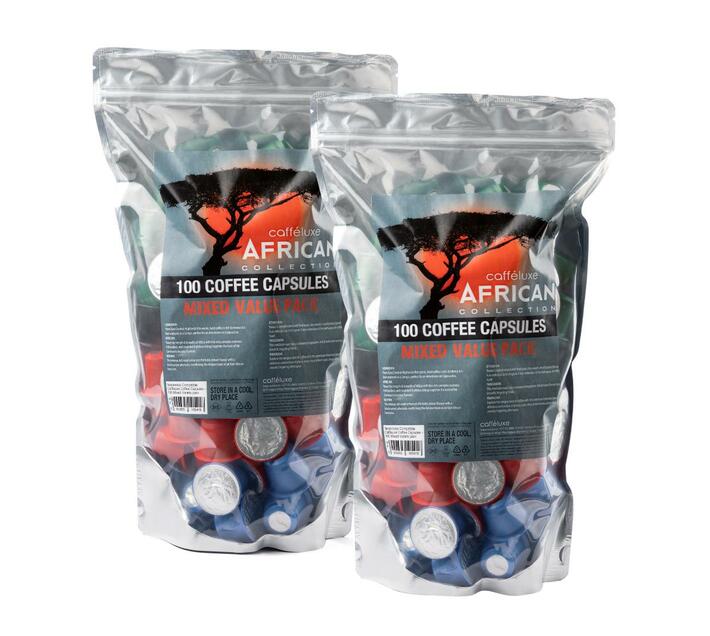 Caffeluxe African Collection Mixed Variety l 200 Capsules l Nespresso® Compatible Coffee Pods ...